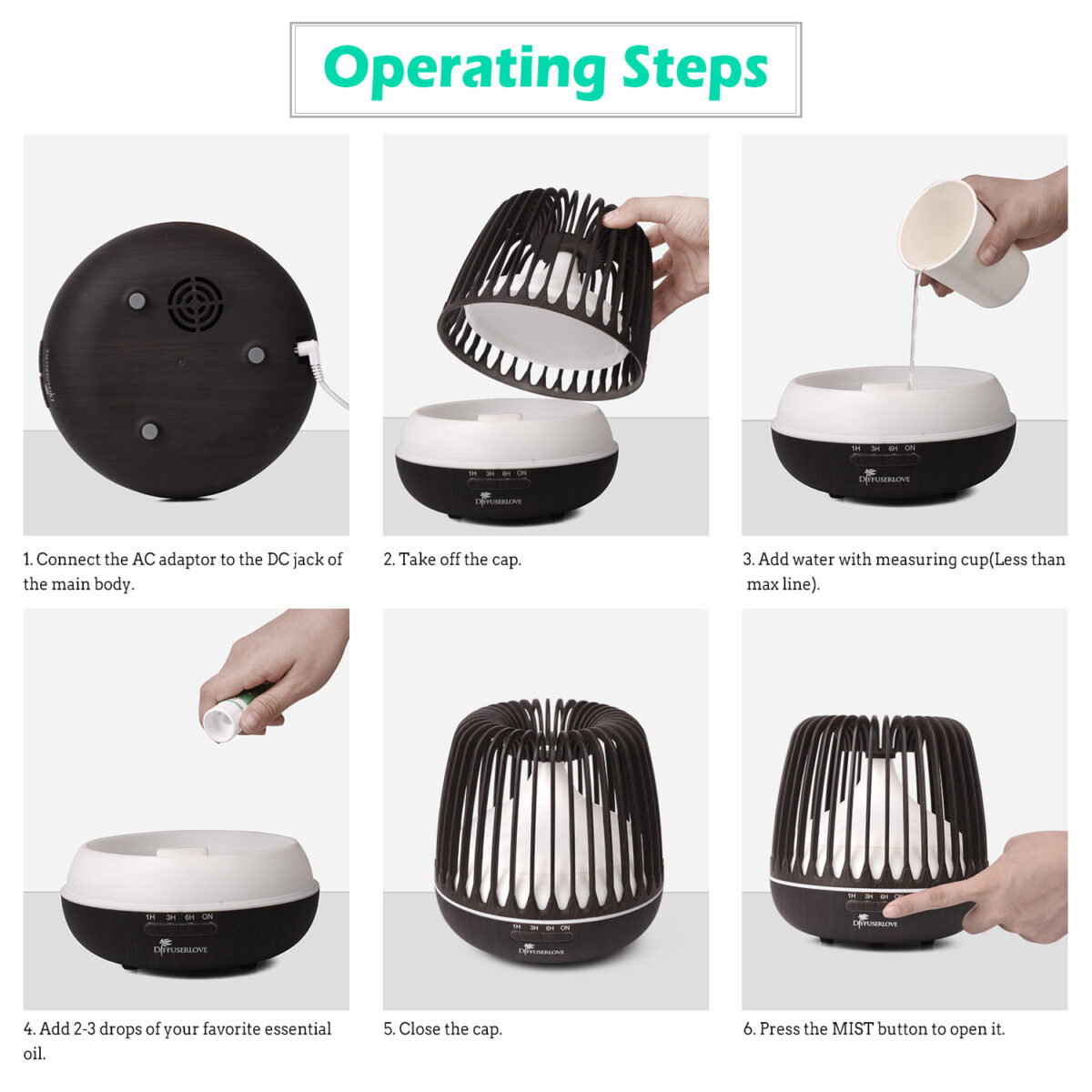 Diffuserlove Essential Oil Diffuser 500ml Ultrasonic Cool Mist Humidifier – Diffuserlove